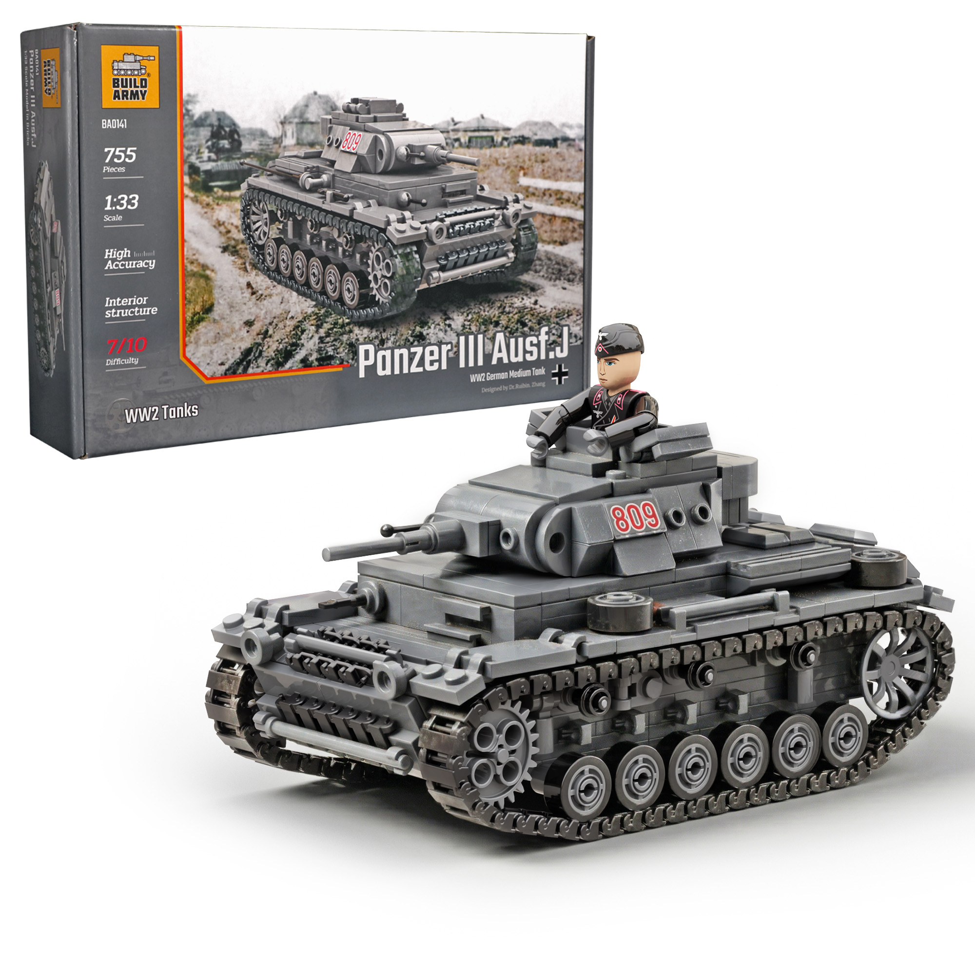 Panzer III Ausf.J tank custom construction building kit