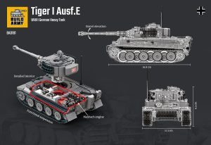 Buildarmy Lego Compatible Tiger 1 tank 1:33 Kit With Full Interior